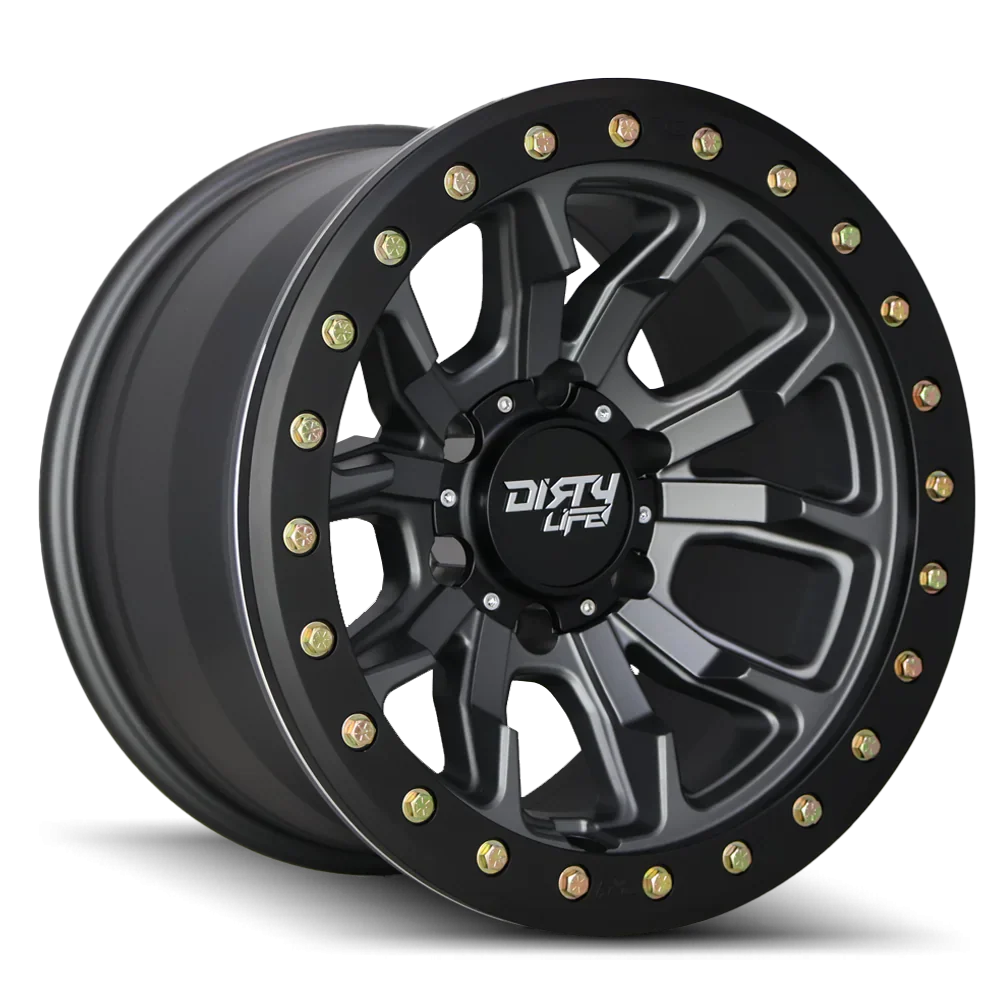 DIRTY LIFE DT-1 MATTE GUNMETAL 17X9 -12 6X139.7MM 106MM – APEX RIM & TIRE